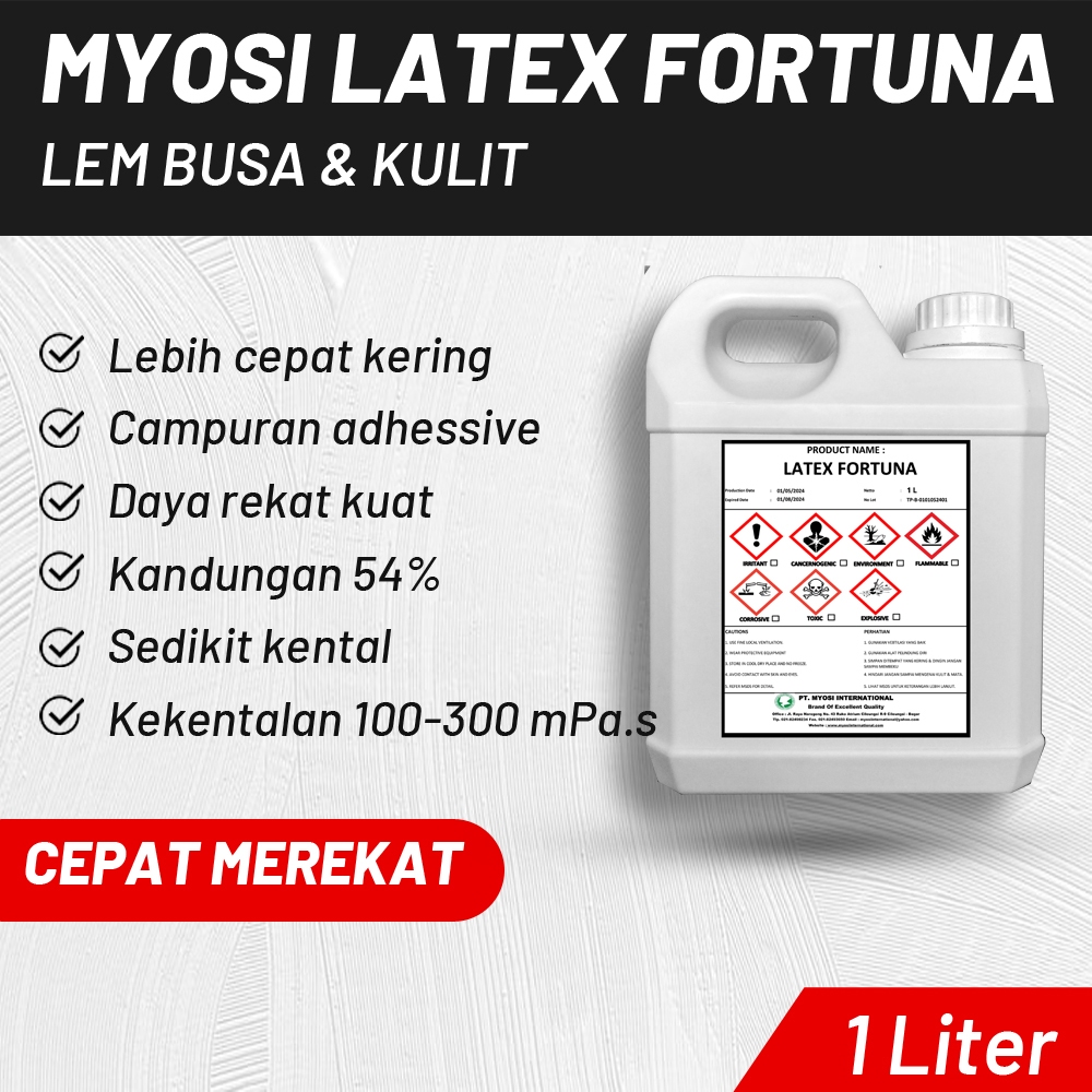 Jual Myosi Lem Latex Cair Fortuna untuk Busa / Kulit 1 Liter | Shopee ...