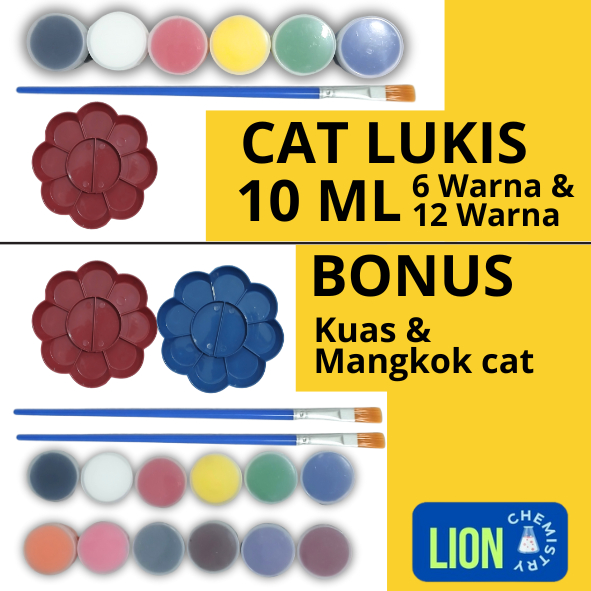 Jual PAKET CAT LUKIS 10 ML ISI 6 WARNA DAN 12 WARNA (FREE KUAS DAN ...