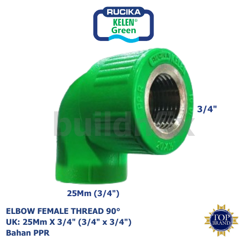 Jual RUCIKA KENI DRAT DALAM / ELBOW FEMALE THREAD 90° PPR 25Mm (3/4") x 3/4" | Shopee Indonesia