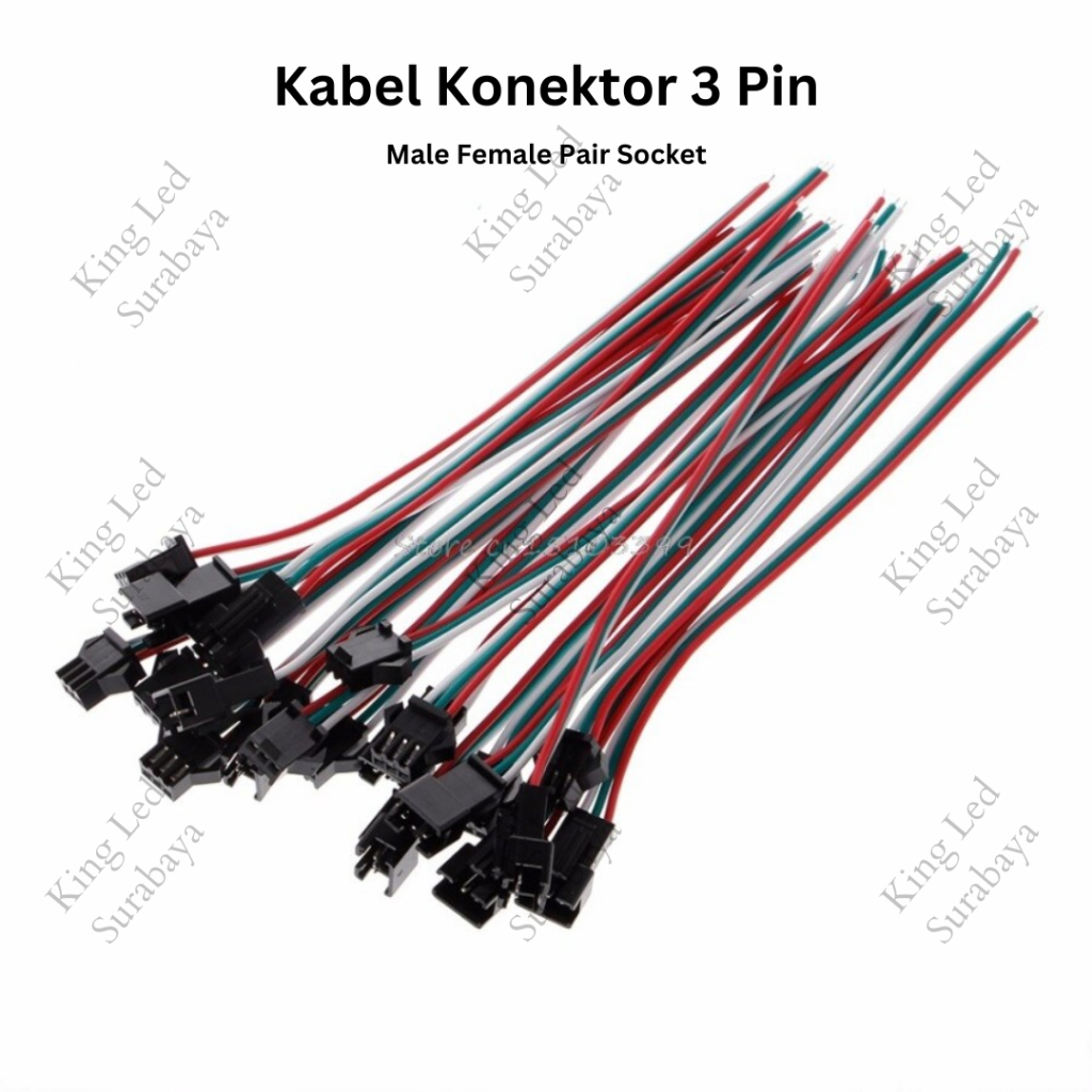 Jual ECER (20 SET) Kabel Konektor 3 Pin SM Connector Cable 3pin Male Female Pair Socket | Shopee ...