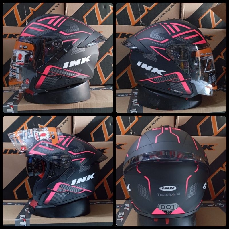 Jual HELM INK TERRA 2 #1MOTIF MATT BLACK FUXIA TERRA 2 DOUBLE VISOR ...