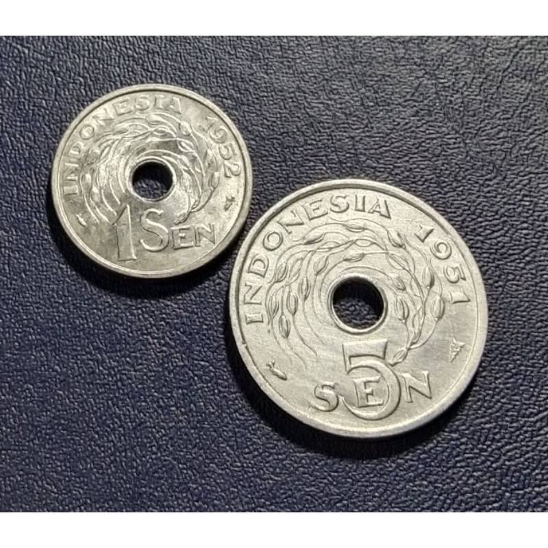 Jual Koin Lawas Indonesia 1Cent Dan 5Cent Bolong Tahun 1951&1952 | Shopee Indonesia