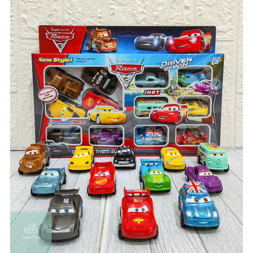 Jual Mainan Anak Mobil Mobilan Cars Set Super Racing Cars 3 12PCS Pull ...