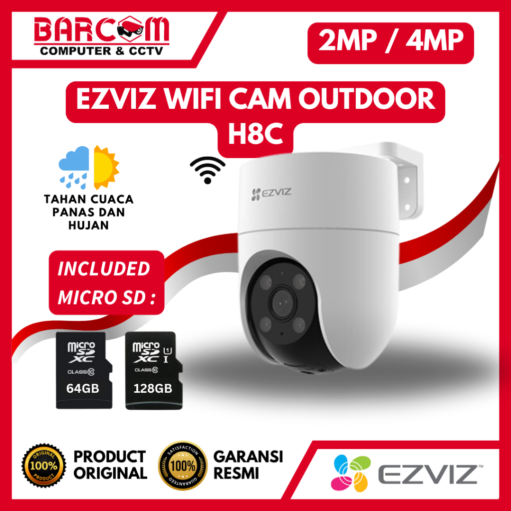 Jual EZVIZ H8C WIFI CAM OUTDOOR 2MP/4MP PLUS INCLUDED MICRO SD 64GB ...