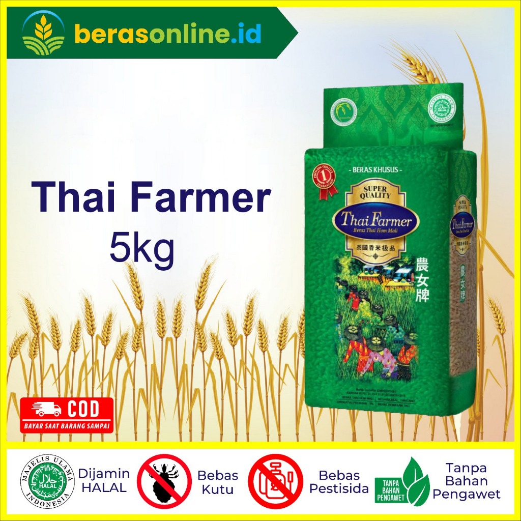 Jual Beras Online - Thai Farmer Beras Thailand Thai Hom Mali 5 kg ...