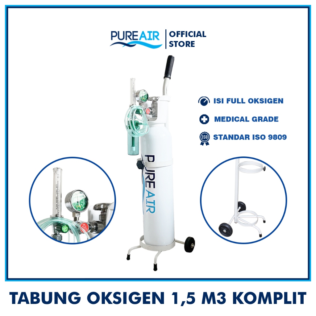 Jual Pureair Tabung Oksigen 15 M3 Set Komplit 4in1 Tabungisi Oksigenregulatortroli