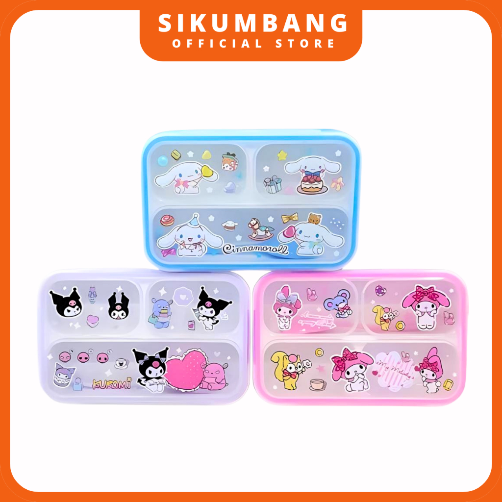 Jual SIKUMBANG Lunch Box 9008 Yooyee Mini Karakter 3 Sekat - Kotak Makan Anak Karakter Kuromi ...