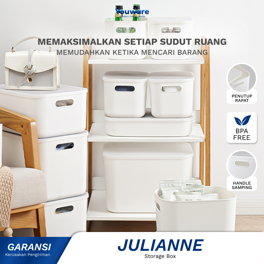 Jual Youware - Julianne Storage Box / Organizer / Kotak Penyimpanan Barang Serbaguna Putih ...