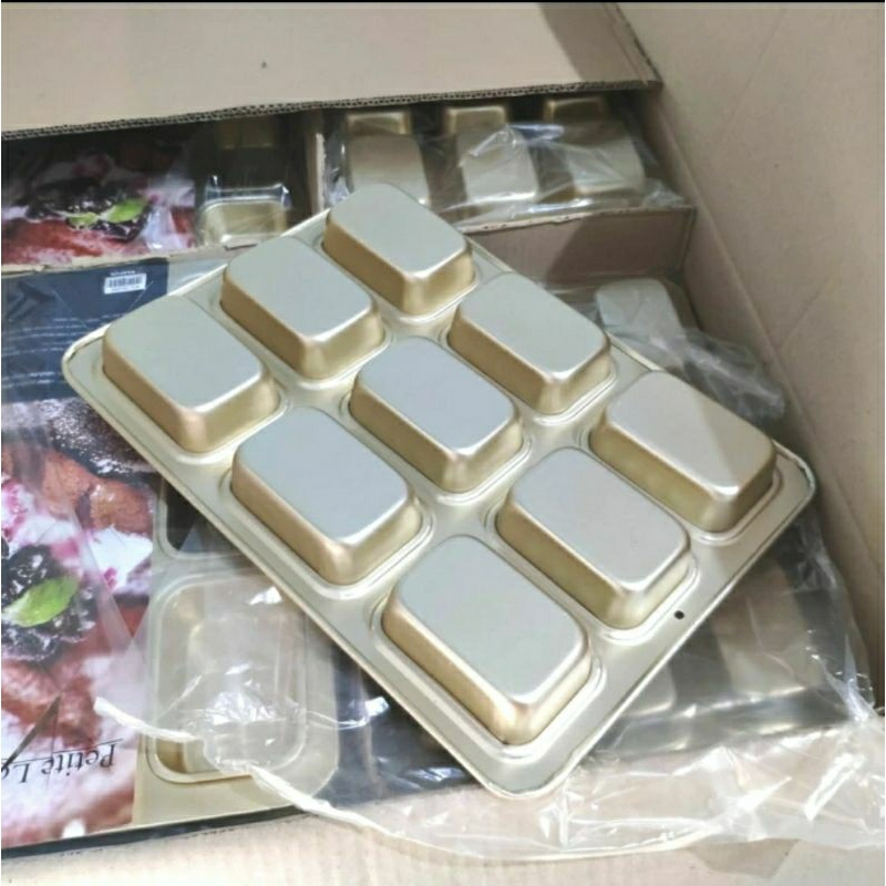 Jual Loyang Mini Loaf Gold 9 Cavities Baking Tools | Shopee Indonesia