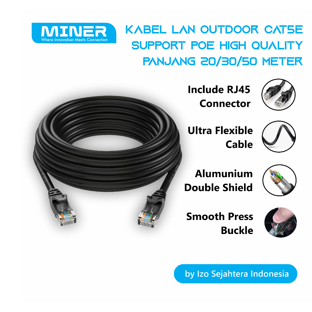 Jual Kabel LAN CAT5E Outdoor Support POE High Quality Panjang 20/30/50 Meter | Shopee Indonesia