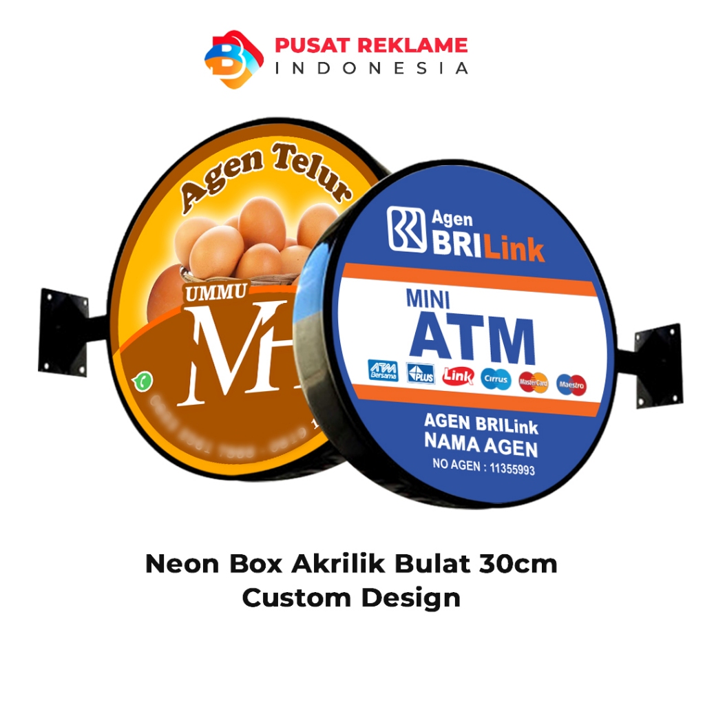 Jual Neon Box Bulat 2 Sisi + Bracket 30x30cm Neon Box Outdoor Siap ...