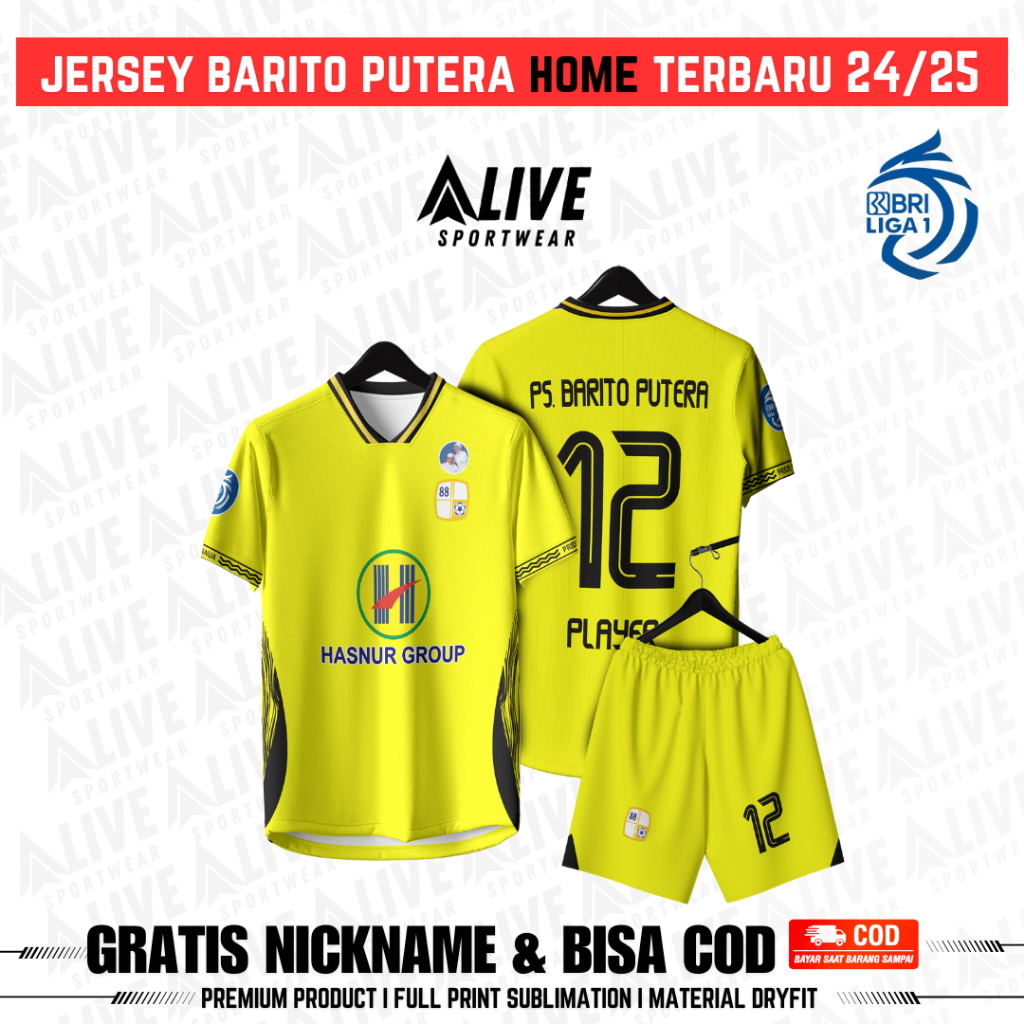 Jual Jersey Barito Putera Home Terbaru 2024/2025 Liga Indonesia Gratis ...