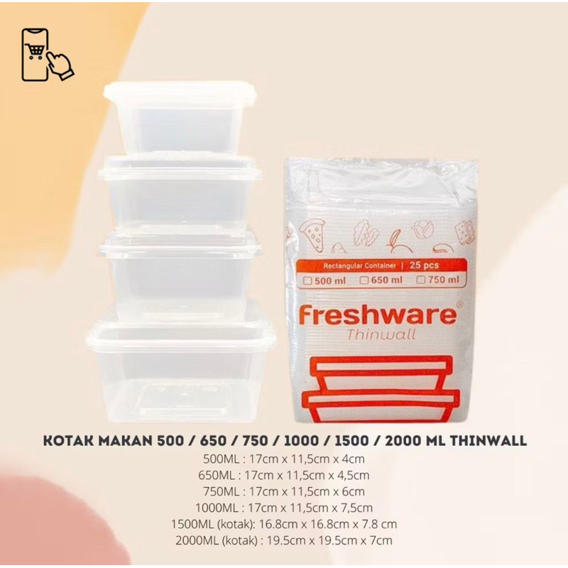 Jual Thinwall Freshware 500 650 750 1000 ml (25 pcs) / Kotak Makan ...
