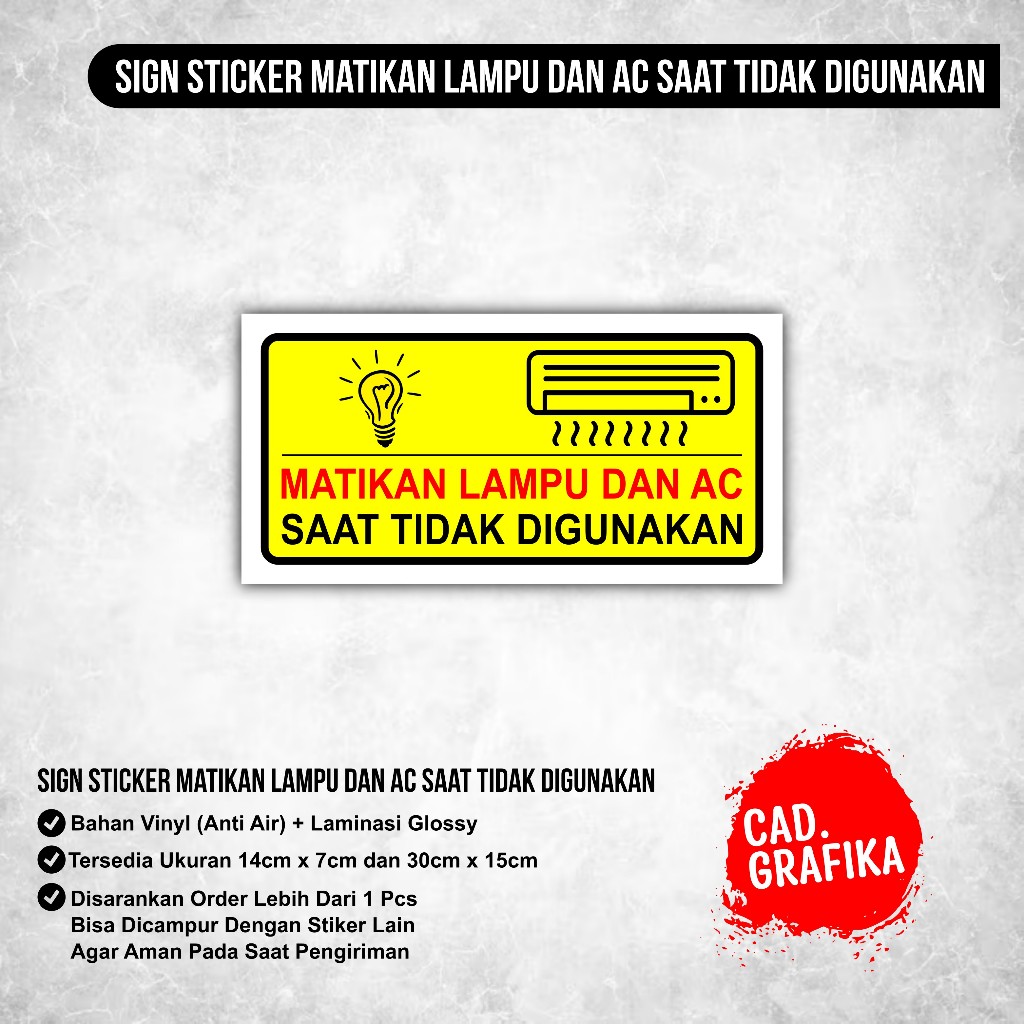 Jual Stiker Matikan AC / Stiker Matikan Lampu / Stiker Hemat Energi ...