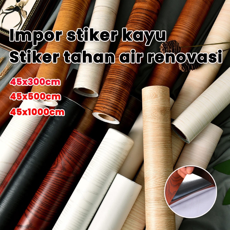 Jual 【profesional】stiker pvc motif kayu stiker dinding kayu wallpaper ...