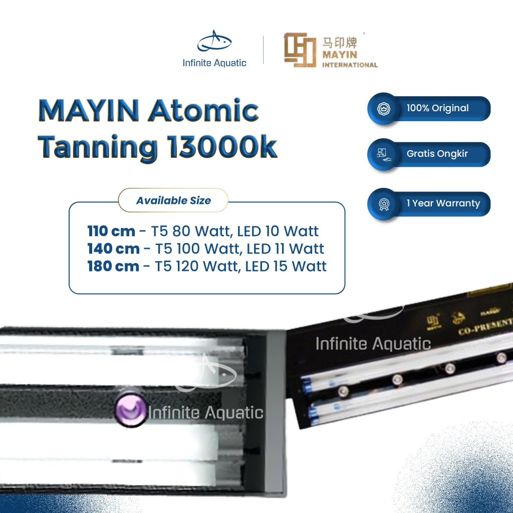 Jual MAYIN Atomic Tanning Lamp 13000K T5 LED Lampu Aquarium Ikan Arwana ...