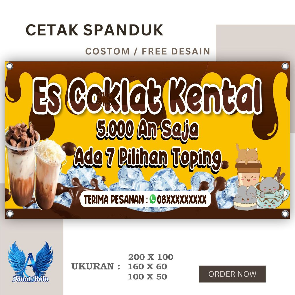 Jual Spanduk Banner ES COKLAT KENATAL BISA REQUEST | Shopee Indonesia