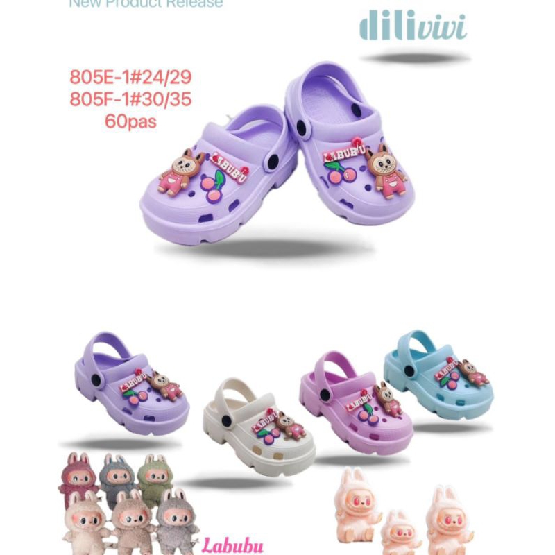 Jual Sandal Baim Crocs Anak Perempuan Jibbitz Jibbitz Labubu Monster ...