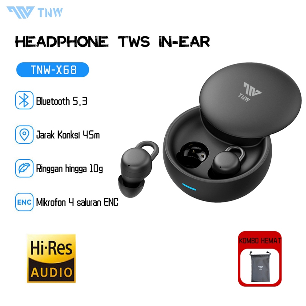Jual TNW X68 Bluetooth Earphone TWS Wireless Bluetooth Earbuds Sleep Earbuds Mini Earbuds ANC ...