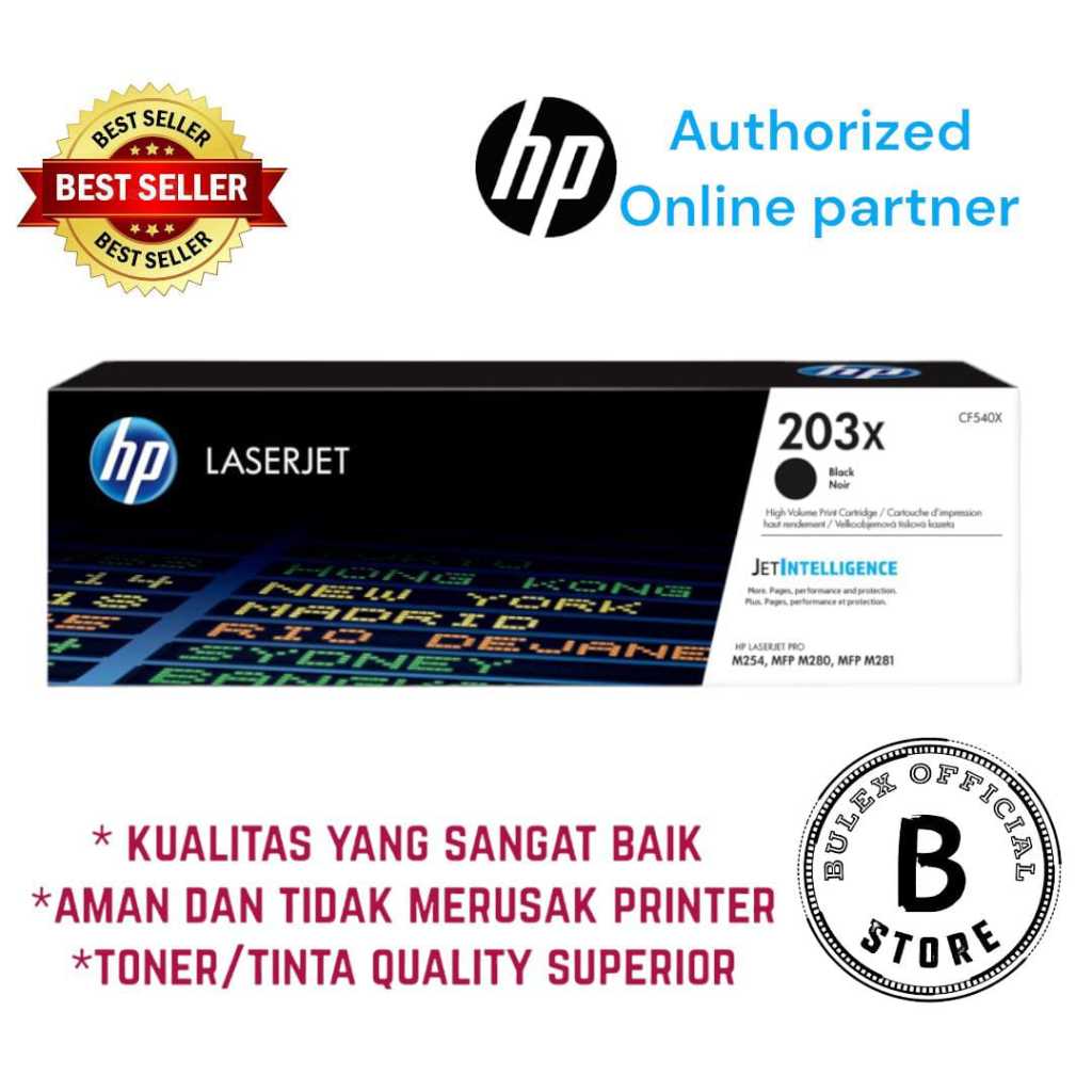 Jual Toner Cartridge LaserJet HP 203X High Yield CF540X Black and color ...
