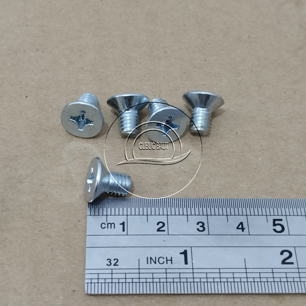 Jual BAUT JF M6 X 10 FLAT HEAD SEKRUP M6X10 PANJANG 1CM 1 CM BAUD 10 6X10 6 X 10 MM 10MM OBENG ...