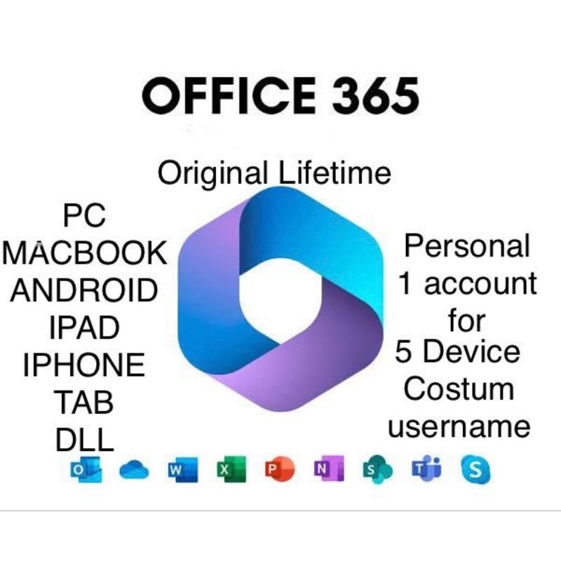 Jual MS OFFICE 365 COSTUM USERNAME 5 DEVICE LIFETIME | Shopee Indonesia