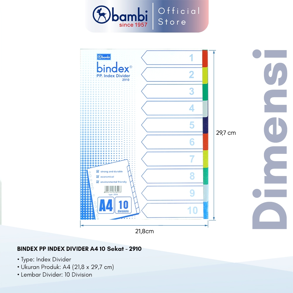 Jual Bindex Isi Binder A4 Divider & Indexes Pembatas Kertas Binder ...