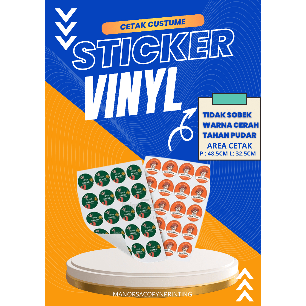 Jual CETAK STIKER VINYL A3 / CETAK STIKER LABEL KEMASAN / LABEL USAHA ...