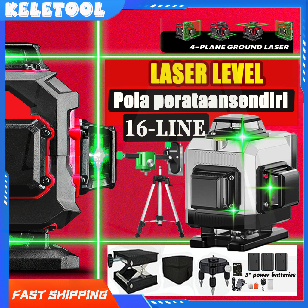 Jual 4D 16 line laser level panjang hijau laser bangunan 360 rotari ...