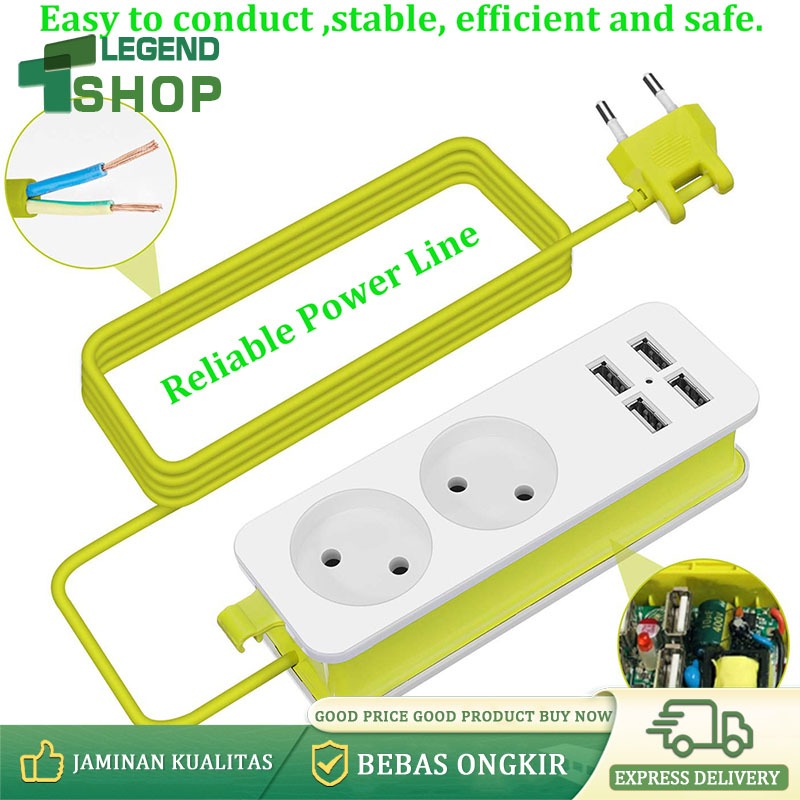 Jual Portable Stop Kontak Travel - 4 USB Port - Kabel 1,5 Meter/Stop ...