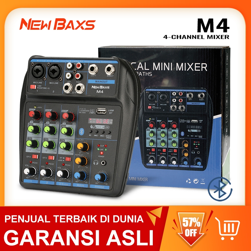 Jual NEW BAXS Mixer Audio M4 USB/Electro Bluetooth 4 Channel mendukung ...