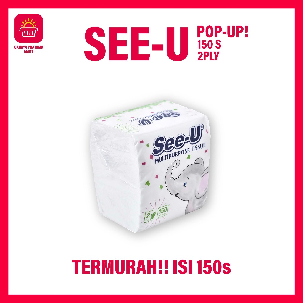 Jual Tissue See-U Pop Up Gajah 150 Sheets / Tisu See U 2 Ply Mini Kotak ...
