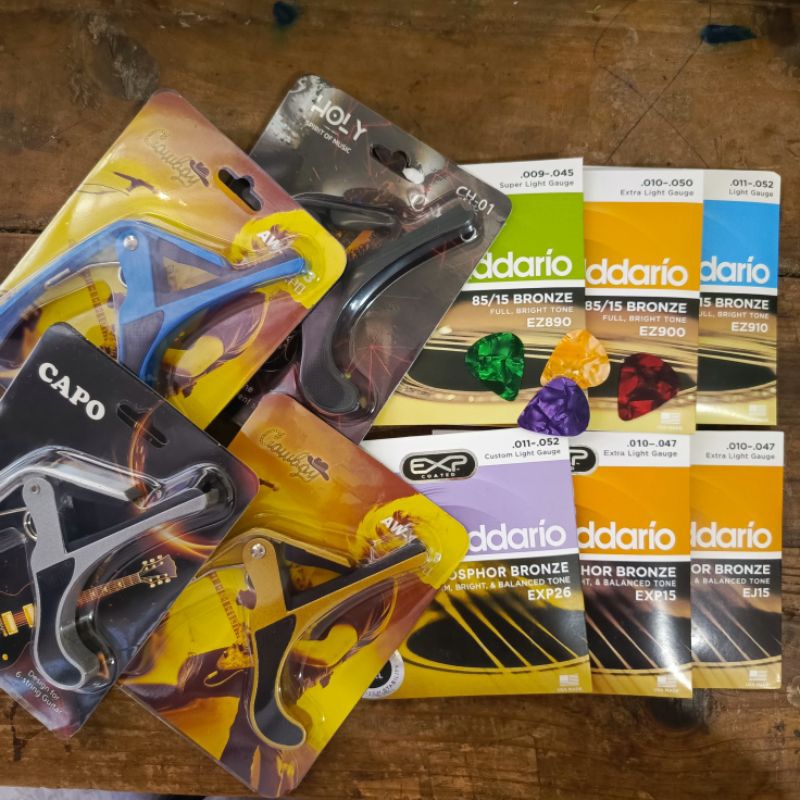 Jual Paket Senar Gitar Akustik 1 Set + Capo Besi - Free Pick | Shopee ...