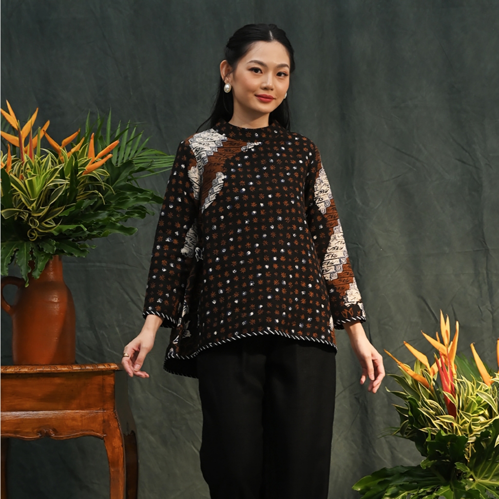 Jual NONA RARA - Okta Dobi Sogan T3149, Baju kerja blouse batik wanita ...