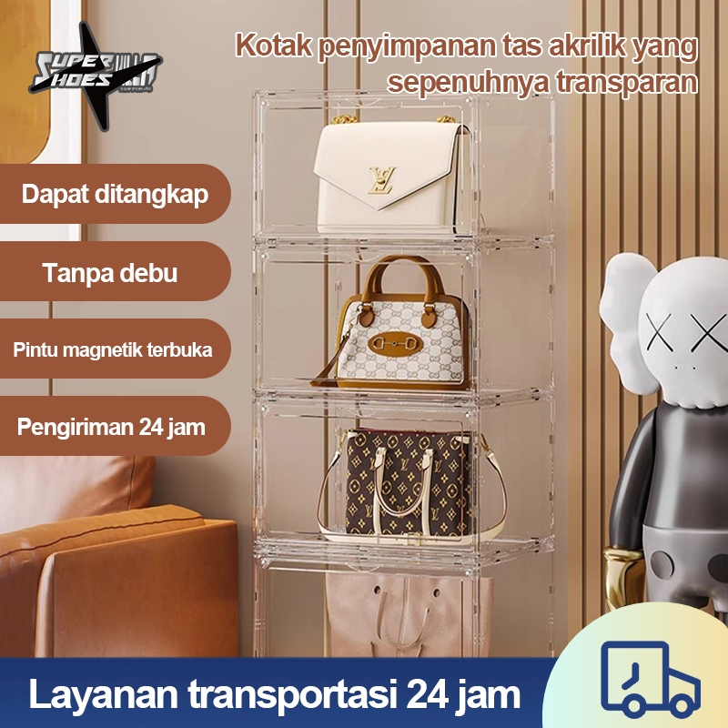 Jual Acrylic Transparent Display Box tas Kotak Penyimpanan rak sepatu ...