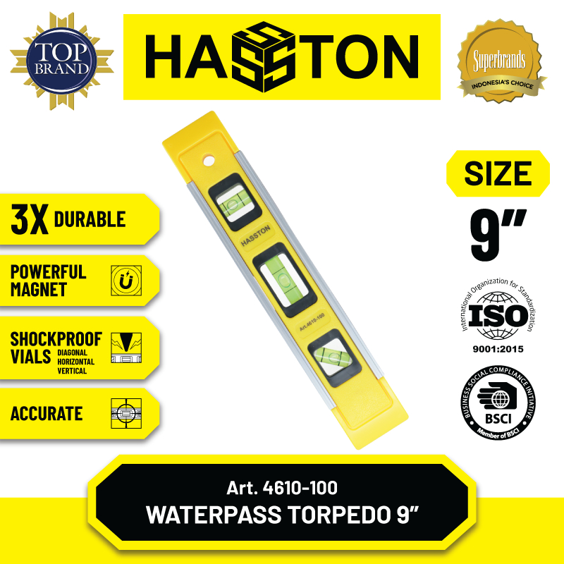 Jual Hasston Waterpas Torpedo 9" Magnet Alumunium (4610-100) | Shopee ...