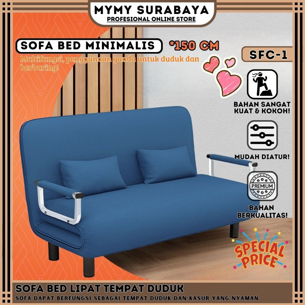 Jual MYMY.SURABAYA Sofa bed Minimalis Ukuran 150CM Kursi Lipat Tebal Kokoh Sofabed Termurah Sofa ...