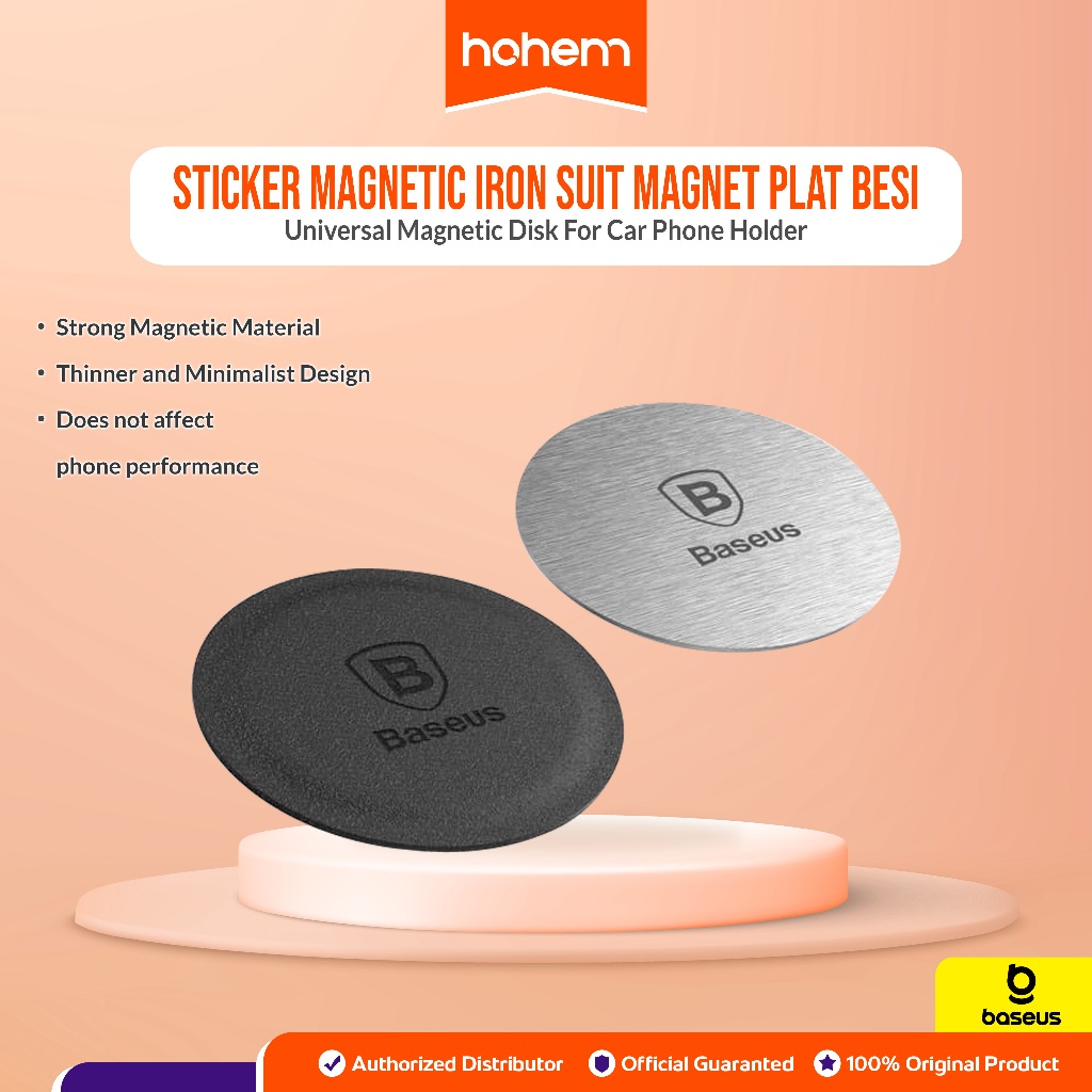 Jual BASEUS ORIGINAL Sticker Magnetic Iron Suit Magnet Plat Besi Holder ...