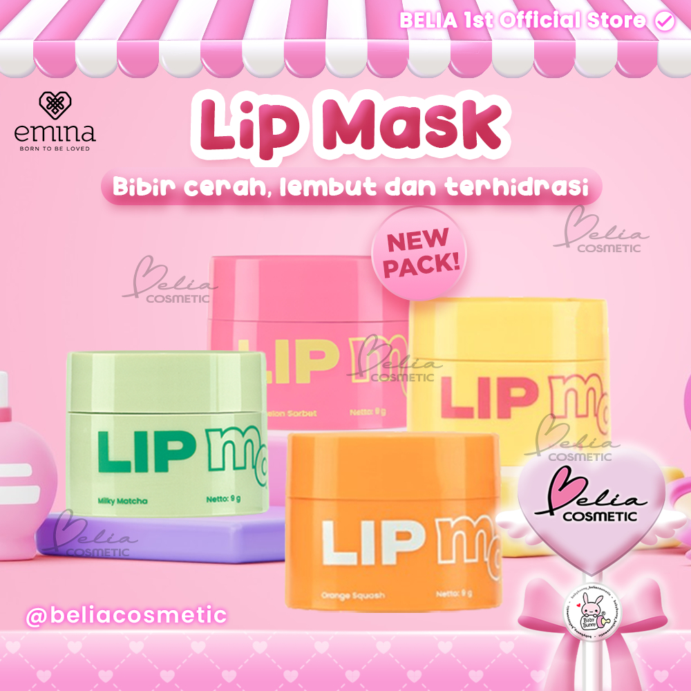 Jual BELIA EMINA Lip Mask 9 g - Masker Perawatan Bibir Lembab, High ...