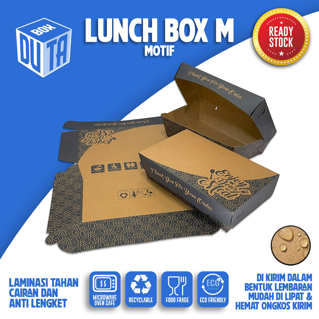 Jual Lunch Box Motif Size M Laminasi Paper Kraft 290 Gsm Kotak Dus ...
