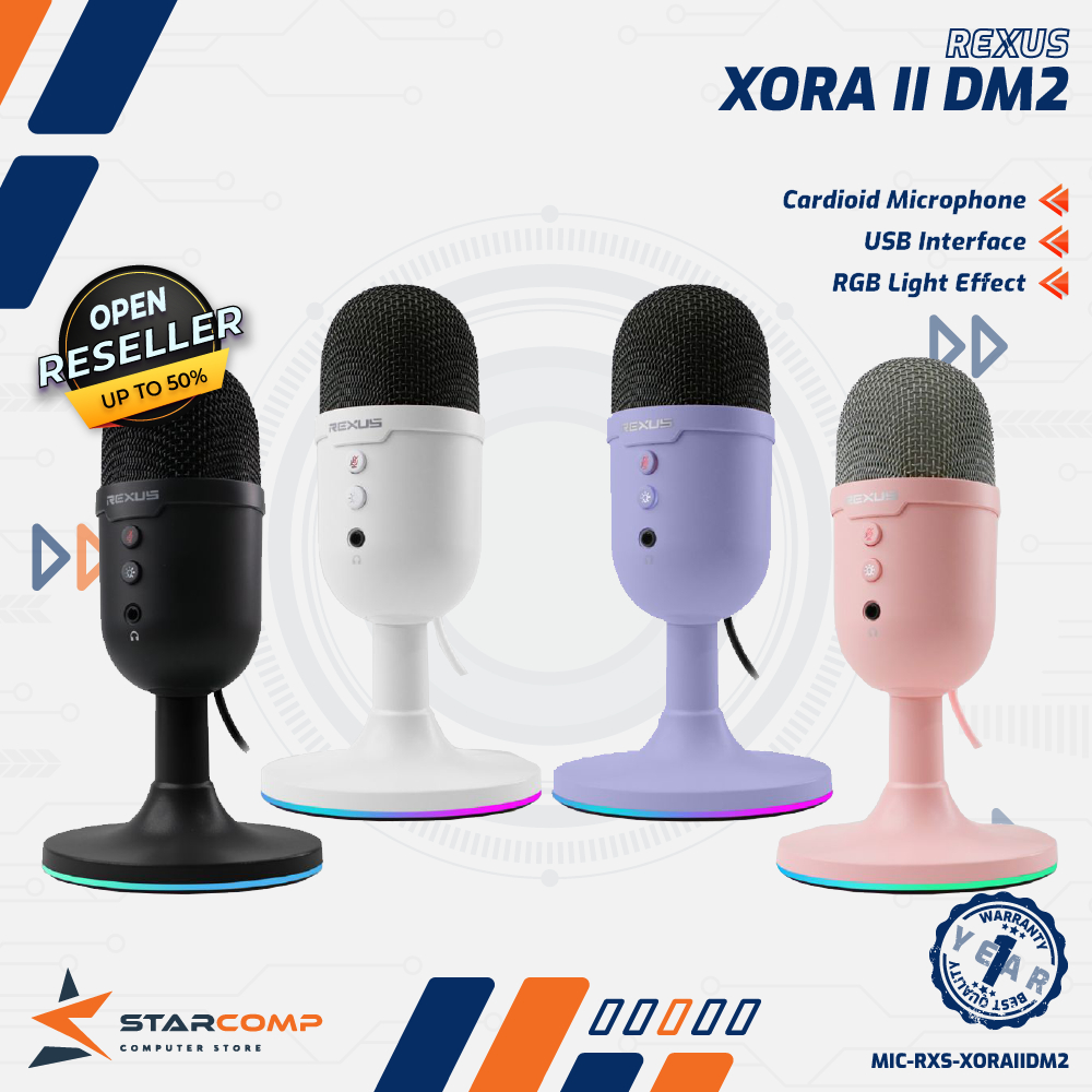 Jual Rexus Xora II DM2 RGB Microphone 16KHz Mic Cardioid USB Multi ...