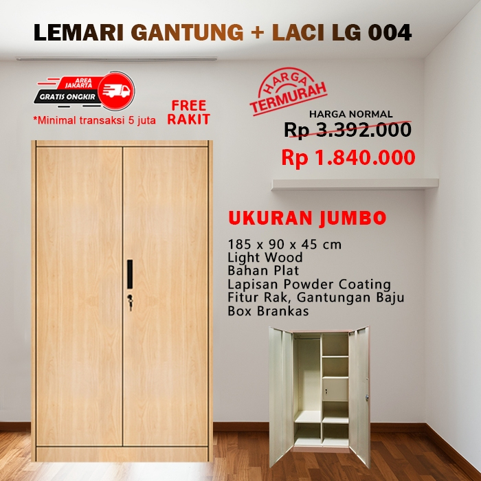 Jual LEMARI PAKAIAN BESI KOMBINASI LACI LG 004 | Shopee Indonesia