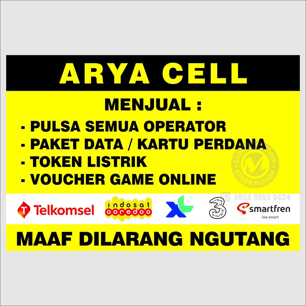 Jual STIKER VINYL MENJUAL PULSA & PAKET DATA BESAR ( CUSTOM NAMA KONTER ...