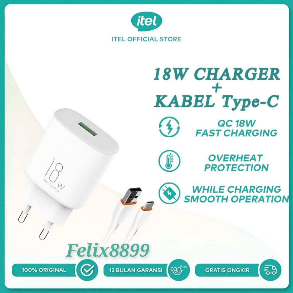 Jual Charger Casan ITEL Original 10W 18W Fast Charging TYPE C & Micro ...