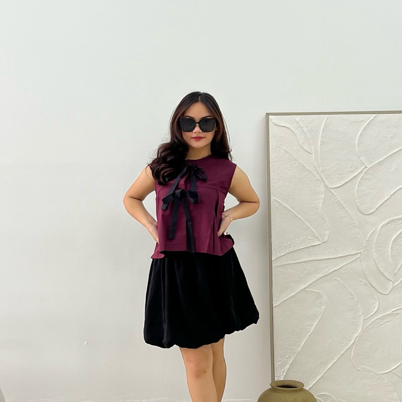 Jual Danielle Ribbon Vest | Vest Pita Katun Kainkan | Shopee Indonesia