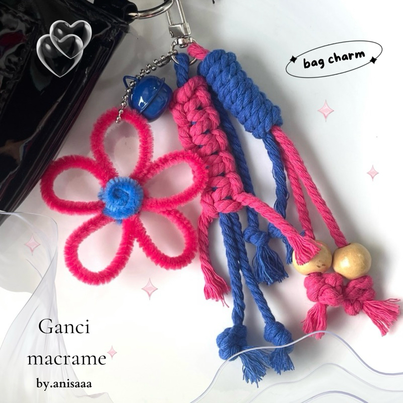 Jual keychain macrame Flower | Gantungan kunci macrame | Bag charm macrame | keychain macrame ...