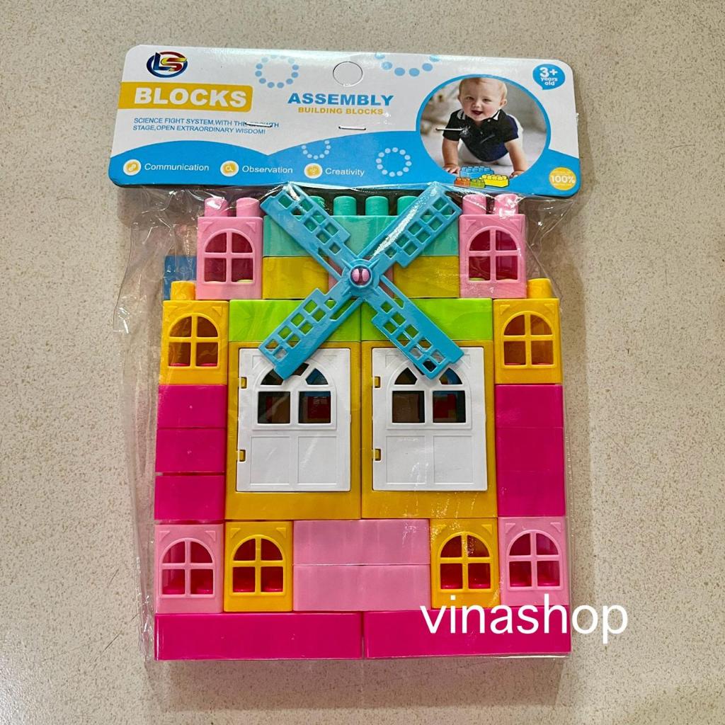 Jual Mainan Edukasi Balok Susun Rumah Rumahan Kincir Angin Plastik ...