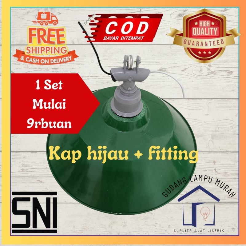 Jual Kap Lampu Satu Set Lampu Jalan WD Hijau Gantung E27/ Fitting nylon KAP HIJAU Fiting lampu ...