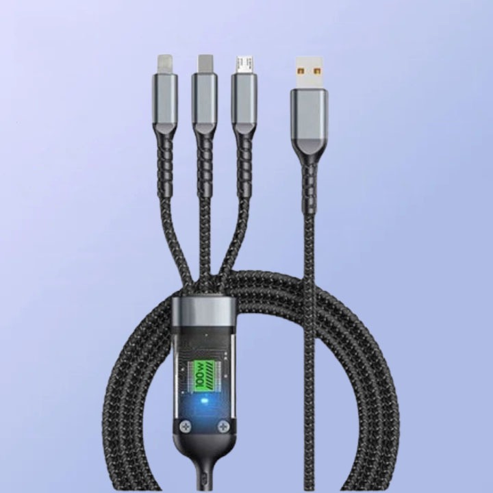 Jual RG KABEL DATA Charger 3IN1 100 WATT Fast Charging Micro Usb Type C Lightning Multiple ...