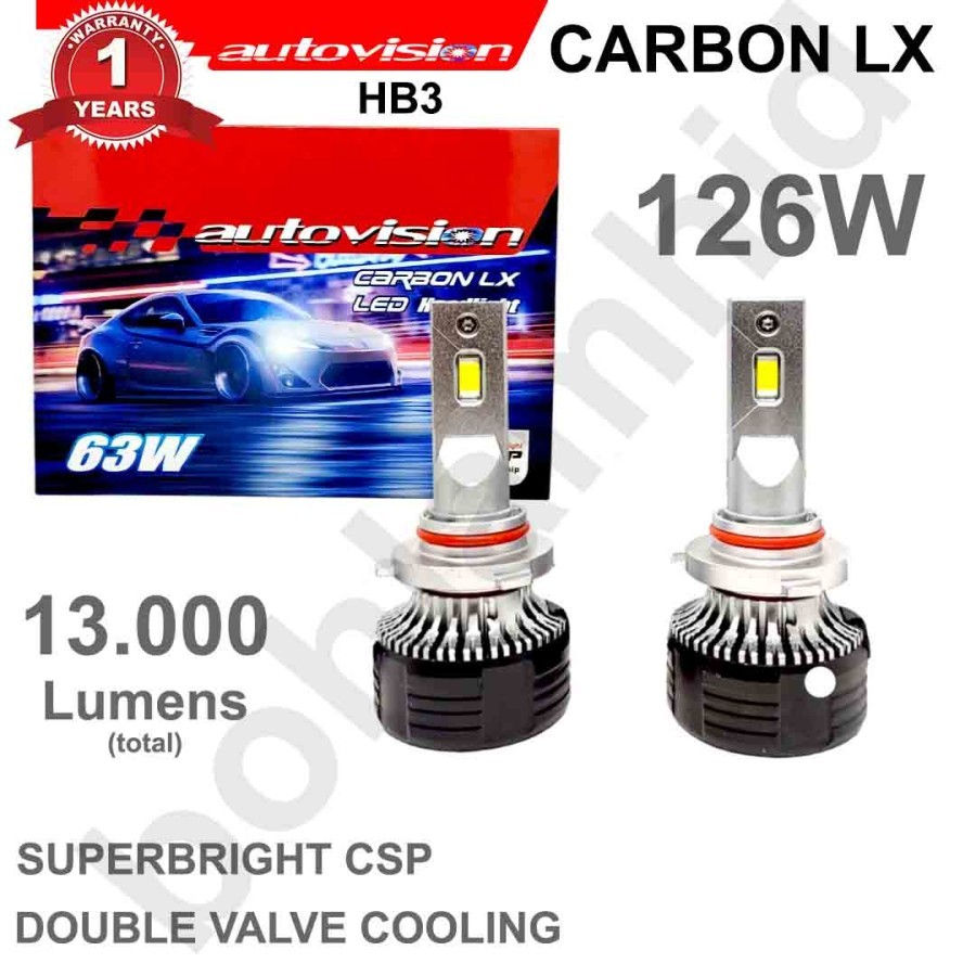 Jual L-Lampu LED Autovision Carbon LX HB3 9005 126W 13000 Lumens Super ...